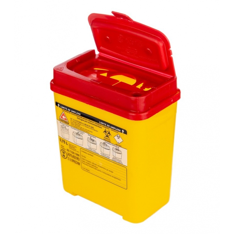 Recipient plastic pentru deseuri intepatoare - 0.75 litri | medAZ.ro